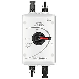 SolarEnz Solar Combiner Box 32A PV DC Isolator Switch DC Disconnect With Solar Connector Waterproof IP66 for RVs, Boats, and Off/On-Grid Solar Power System, Residential, Commercial Solar Installations