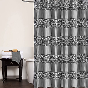 Popular Bath Sinatra Bathroom Luxury Glamorous Fabric Modern shower Curtain unique Design Bling Silver