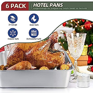 IMMERROT 6 Inch Deep Full Size Hotel Pans 21 Gauge Steam Table Pans Anti-Jamming Commercial 18/8 Stainless Steam Steamer Evaporator Pan for Catering Restaurant Food Storage 6 Pack