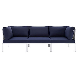 Modway EEI-4967-WHI-NAV Harmony Outdoor Patio Aluminum Sofa, White Navy