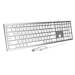 Acebaff Keyboard for Mac,Compatible Apple Keyboard with Large Keys,Full Size Computer Keyboards with 20 Multimedia Shortcut Keys, USB A/USB C Wired Keyboard for Apple Mac Pro/Mini,MacBook Pro/Air,iMac