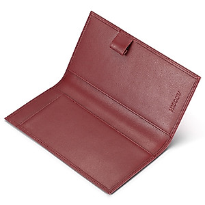 HISCOW Supple Leather Checkbook Cover with Free Divider - Italian Calfskin (Wine Red)