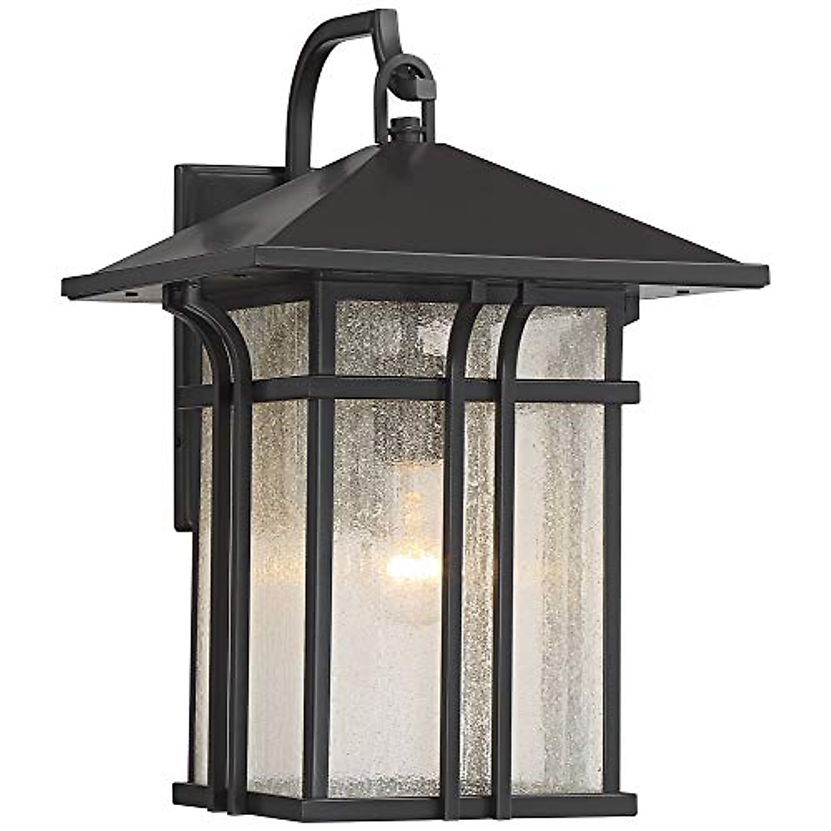 John Timberland Syon Mission Outdoor Wall Light Fixture Painted Bronze 16 1/2" Seeded Clear Glass Lantern Decor for Exterior House Porch Patio Outside Deck Garage Yard Front Door Garden Home