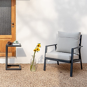 LebenLiebe 2 Pieces Patio Furniture Sets Outdoor Sectional Sofa Set High Back Outdoor Sofas Aluminum Patio Sofa Set with Beige Cushions