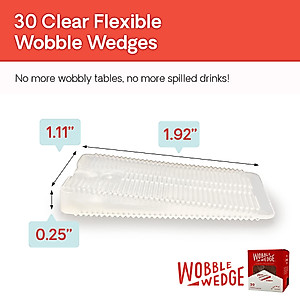 Wobble Wedges Flexible Plastic Shims, 30 Pack - MADE IN USA - Multi-Purpose Shim Wedges for Home Improvement & Work - Plastic Wedge, Table Shims for Leveling, Toilet Shims & Furniture Levelers - Clear