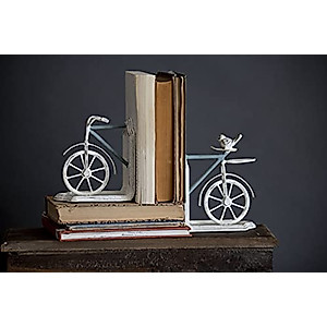 Foreside Home & Garden White Set of 2 Metal Bicycle Bookends FDDD10014, Multi
