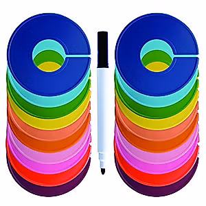20 Pack Closet Dividers Clothing Rack Size Dividers Wardrobe Round Hangers Dividers with 1 Piece Marker Pen, 10 Colors (20pcs, Blank)