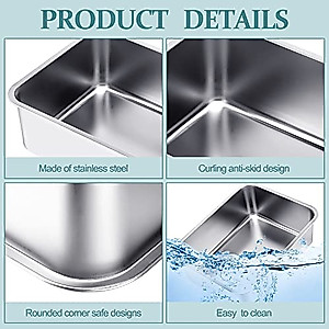 3 Pieces Stainless Steel Cat Litter Box Large Metal Litter Box Pets Litter Basin Pan Never Absorbs Odor, Rustproof, Easy to Clean, Safe and Hard for Cat Rabbits (17.7 x 13.8 x 5.9 Inches)