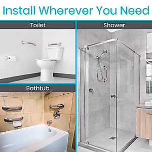 Vive Textured Grab Bar for Bathtubs and Showers - Handicap Bathroom Safety Rail for Elderly - Wall Senior Handle for Tub, Toilet, Bath - Disability Assist Device Accessory Handrail for Injury