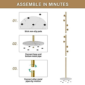 RRG Coat Rack Stand, Metal Coat Tree with Heavy Base 8 Welded Hooks Coat Stand for Entryway, Hall, Bedroom, Corner, Office 67” (Gold)