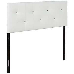 Baxton Studio Dalini Modern and Contemporary Full White Faux Leather Headboard with Faux Crystal Buttons