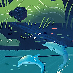 8x10 Kiwi Nursery Art Print New Zealand Art Whimsical Print Fantasy Folk Nature Design Colorful Travel Tropical Art Mountain Hiking Bird Illustration Kids Bedroom Decor Studio Ghibli Art Cute Wall Art