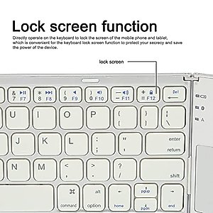 LMOLING Folding BT Keyboard, Wireless Portable Keyboard, 63 Keys Metal Ultra Thin Mini Folding Keyboard with Touchpad for Tablet Smartphones(Silver)