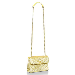 Kurt Geiger Women's Medium Kensington Gold Sequin Quilted Crossbody Bag