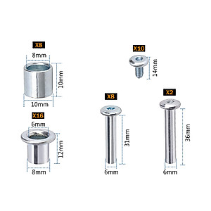 TOBWOLF 46PCS Inline Skate Replacement Shaft, Aluminum Alloy Skate Wheel Bearing Spacer, Roller Blade Replacement Accessories with Axle, Axle Screw, Side Plug, Wrench