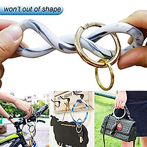 ETHOON Wristlet Keychain Circle Silicone Bangle Keyring Oversized Bracelet Key Ring Holder for Women, Glittery Pink