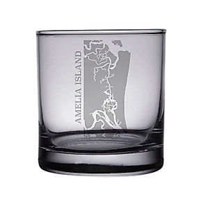 HullSpeed Designs Amelia Island Map - Engraved Rocks Glasses Set of 2