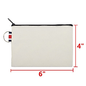 Aspire 6-Pack Canvas Pouches with Metal Ring, DIY Craft Storage Bags, 6 x 4 Inch - Natural