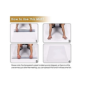 Clear PVC Desk Chair Mat Transparent Home Floor Protector mat Chairmats Non-Slip, wear-Resistant,1mm Thick Clear Floor Protector Carpet for Hard Surface Floors, Non Slip Easy Clean Area Rug Pad,61/91/