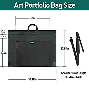 GFANSY Art Portfolio Tote Bag 24 x 36, Soft Portfolio Folder for Artwork, 600D Oxford Artist Portfolio Case with 3 Storage Bag & Detachable Shoulder Strap (24 x 36 inch)