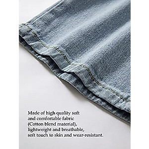 LQI Women's High Waist Baggy Boyfriend Jeans Distressed Wide Leg Denim Pants Blue