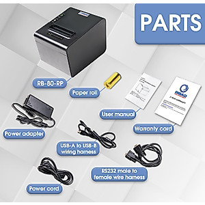 RIBAO Thermal 80mm POS Printer Receipt Printer Connect Cash Registers Cash Drawer, BC-55 BC-40 BCS-160 Mixed Bill Money Counter RS232 Cashbox Interface，Windows/Mac/Linux