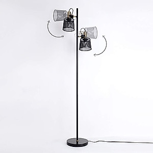 Newrays 2-Way Industrial Retro Iron Metal Mesh Floor Lamps with Adjustable Switch Plug-in for Living Room Bedroom Office