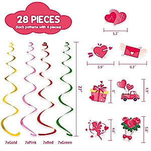28 PCS Birthday Party Decorations Hanging Swirl - Pink Ceiling Spiral Ornaments for Girl Princess Party Wedding Anniversary, Gender Reveal Party Baby Shower Wall Door Windows Decor Classroom Supplies