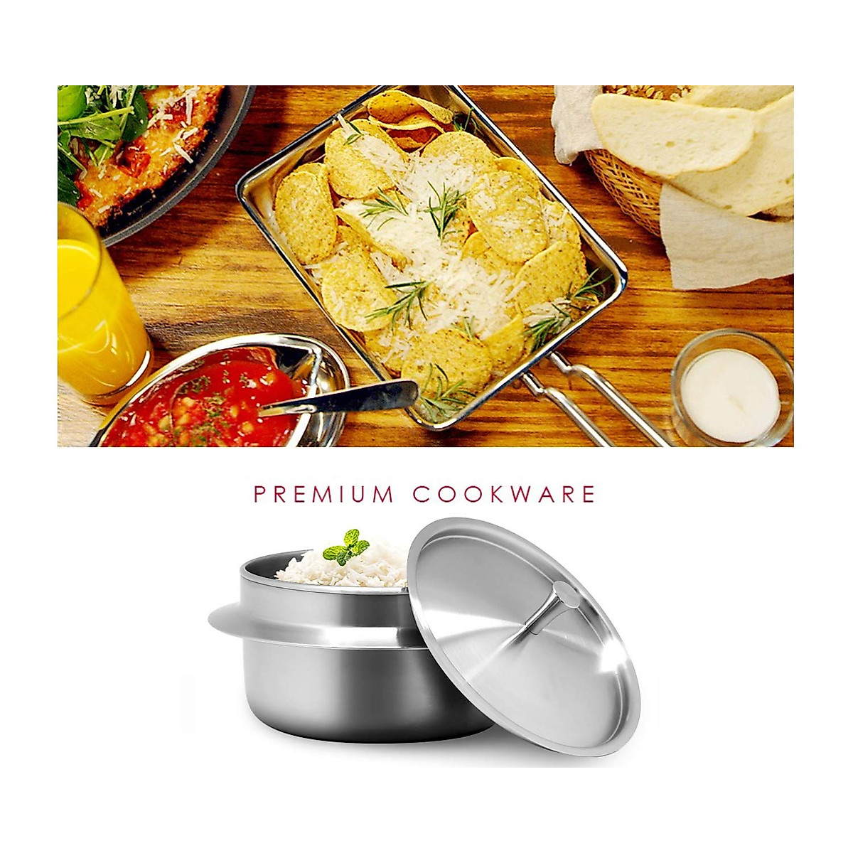 Bella cuisine Korean Earthen Pot(TTukbaegi), Stainless Steel Stock Pot with Lid Enable Induction, Cooking Pot HEALTHY COOKWARE Stockpots