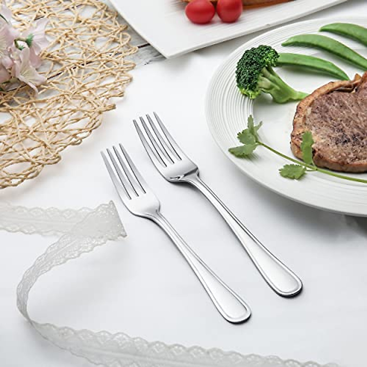 KOOMADE AUDREY 20-Piece Silverware Set for 4 - Stainless Steel Flatware with Dinner Forks, Salad Forks, Knives, Spoons, and Teaspoons - Dishwasher Safe