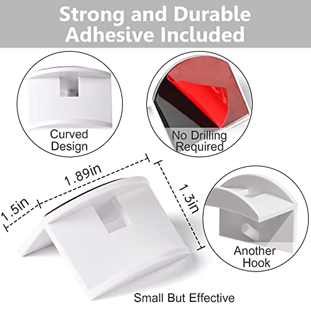 JULMELON 20 Pieces Adhesive Hat Hooks, Minimalist Design Hat Organizer for Wall Hat Holder Hat Racks for Baseball Caps Display, No Drilling, Strong Hold Hat Storage(White)