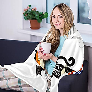 Halloween Monsters Costumes Cats and Dogs Prints Soft Warm Cozy Blanket Throw for Bed Couch Sofa Picnic Camping Beach, 150×100cm