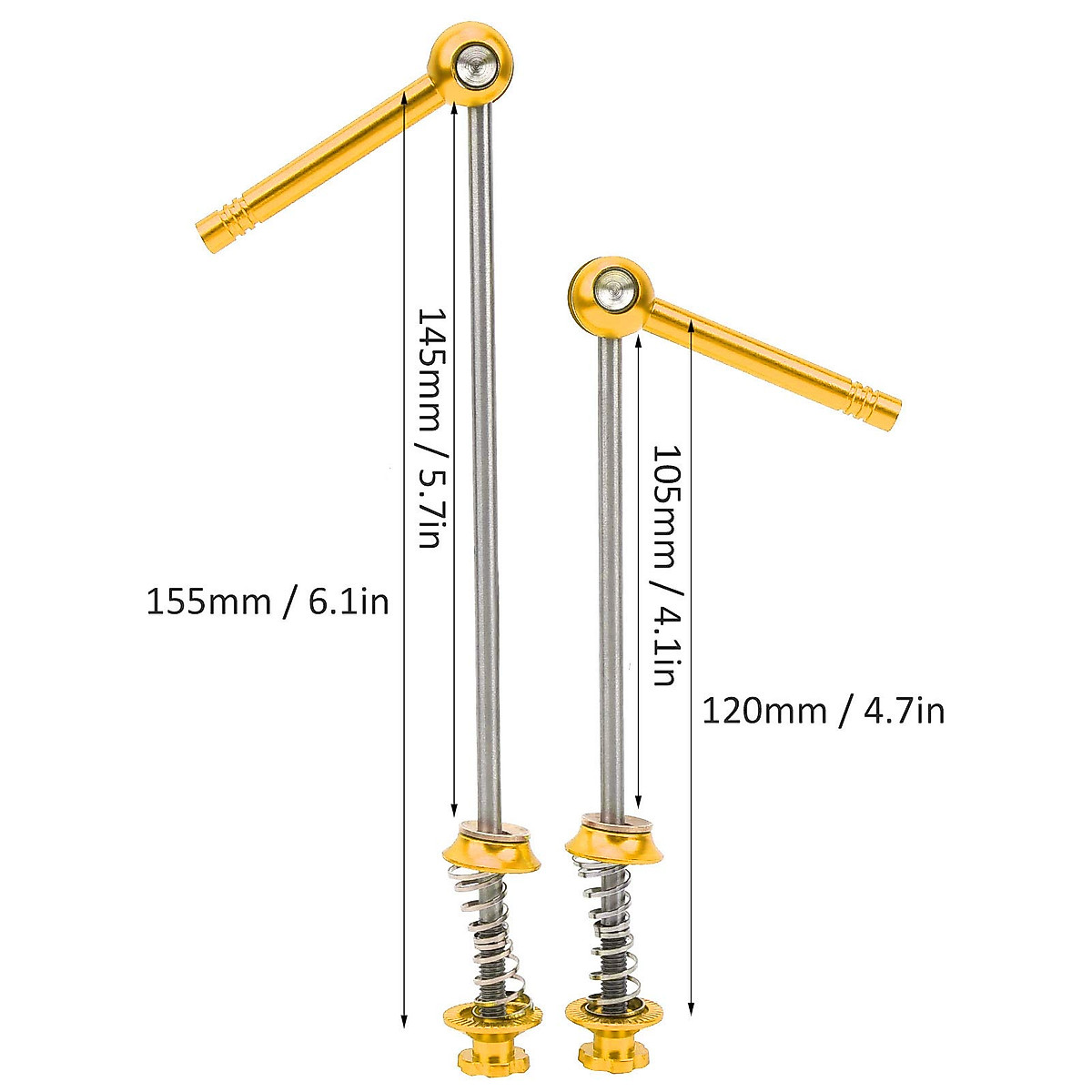 VGEBY Quick Release Skewer, 1Pair High Strength Mountain Bike Front Rear Wheel Skewer Set for Alloy Quick Release Skewer Lever Cycling Accessory(Gold) Bike Skewers