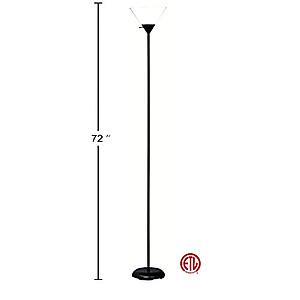 Park Madison Lighting PMF-3127-31 Contemporary Design 72-Inch High 150-Watt Incandescent Torchiere Floor Lamp, Black Finish with White Shade