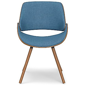 SIMPLIHOME Malden Dining Chair in Blue Linen Look Fabric, 22.8" W x 20.9" D x 30.9" H, Mid-Century Modern Wood Back Chair for Dining Room