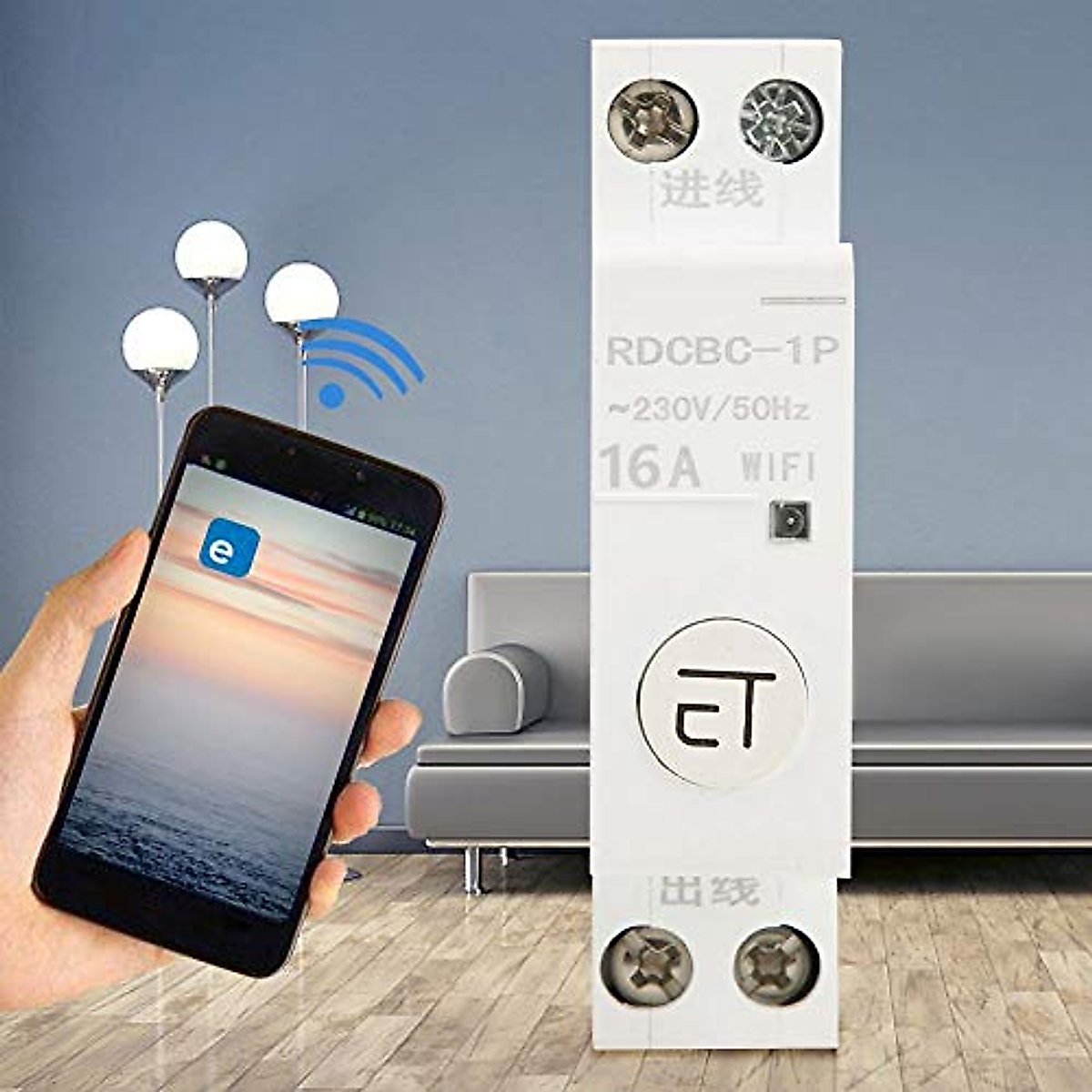 Smart Breaker 1P AC230V IP20 Intelligent Circuit Breaker Remote Control Miniature Circuit Breakers Switch Overload for Distribution Box (1P 16A)