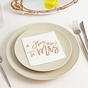 Calculs From Miss to Mrs Bridal Shower Beverage Napkin Rose Gold Foil for Bachelorette/Engagement Party Paper Table Supplies 55 Pieces