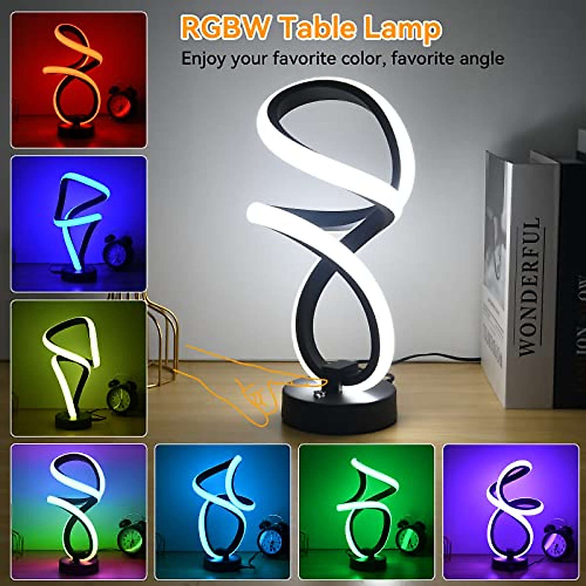 AVANLO Modern Table Lamp, RGB Touch Spiral Bedside Lamp, Unique Dimmable LED Table Lamp for Bedroom, Cool Desk Nightstand Lamps for Living Room Office Home Decor Ideal Gifts (Art Deco)