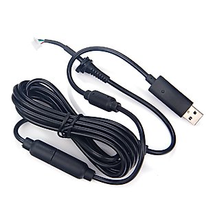 USB 4Pin Converter Line Cord Cable + Breakaway Adapter Replacement Fit for Xbox 360 Wired Controller (Black)