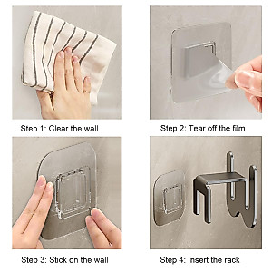 CYCOOPE 4PCS Wall Mounted Slippers Rack, No Punch Slipper Rack Waterproof Space-Saving Slipper Hanger for Bathroom Kitchen