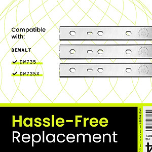 Smithology Planer Blades - 13-Inch Replacement Blades for DEWALT DW735 DW735X Planer (DW7352), Made of High-Speed Steel, Set of 3 Planer Knives, SMTPBM01-3