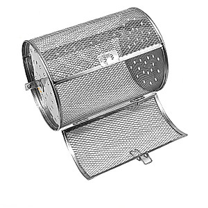 Rotisserie Basket,Air Fryer Oven Cages, 360 Degree Rotatable Heating Stainless Steel Oven Racks Oven Basket, Roaster Drum Oven for Rotisserie, Baking Nuts, Coffee Beans, Flower, Tea, BBQ Roaster Tool