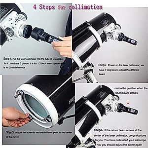 Telescope Laser Collimator 1.25inch, Bysameyee Calibrator with 2’’ Adapter for Newtonian Reflector Telescope Collimation