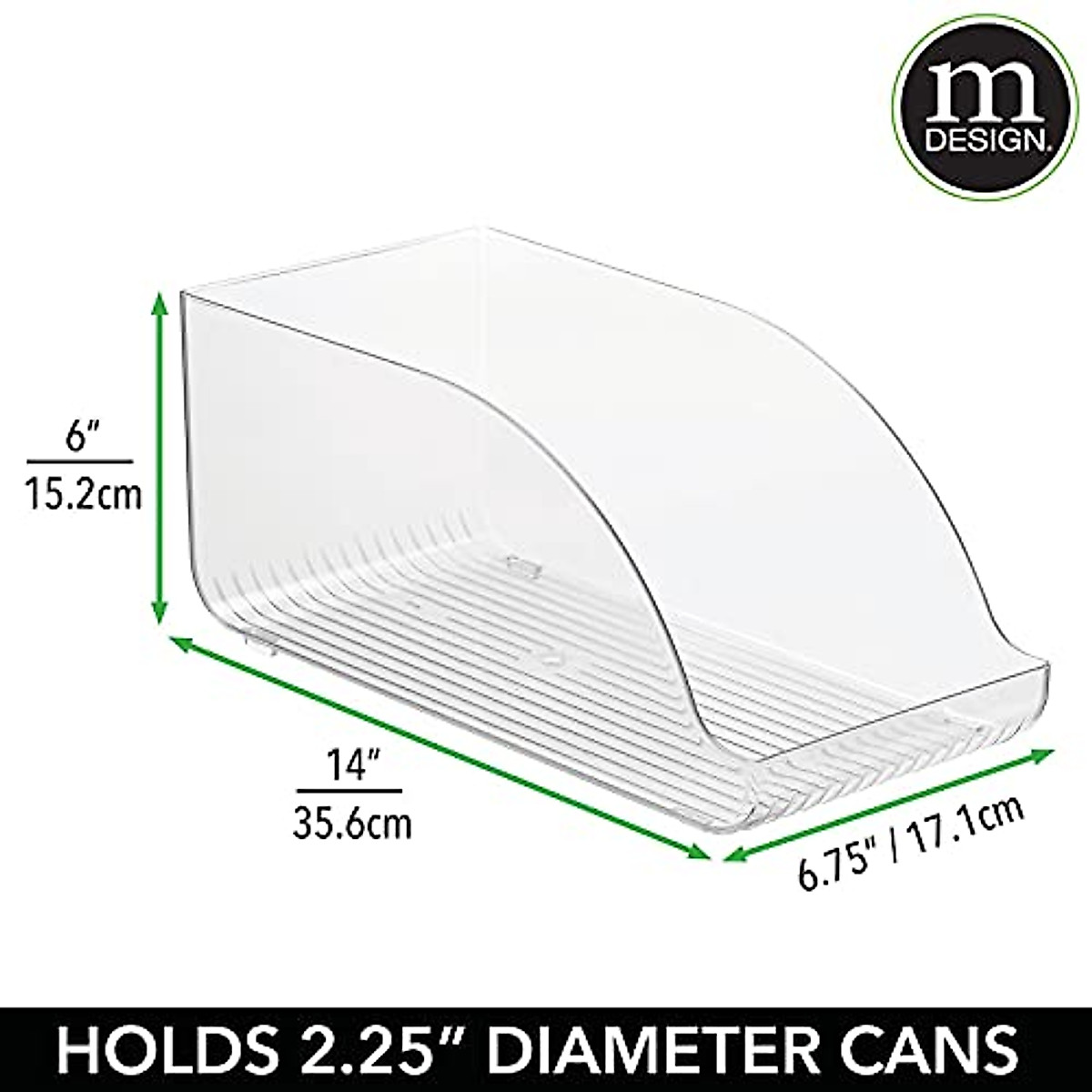 mDesign Compact Plastic Kitchen and Pantry Storage Organizer Bin for Tall Skinny Soda/Pop Cans - Kitchen, Pantry, Refrigerator - Clear