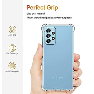 KIOMY 𝐒𝐀𝐌 𝐀𝟐𝟑 Clear Case for Samsung Galaxy A23 4G 5G with 2pcs HD Tempered Glass Screen Protectors Transparent Cover for A23 4G LTE Hybrid Hard PC Back and Flexible TPU Frame Shockproof Bumper