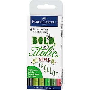 Faber-Castell Pitt Artist Pen Hand Lettering Set - 6 Modern Calligraphy and Lettering Markers in Assorted Nibs and Colors (Be Bold)
