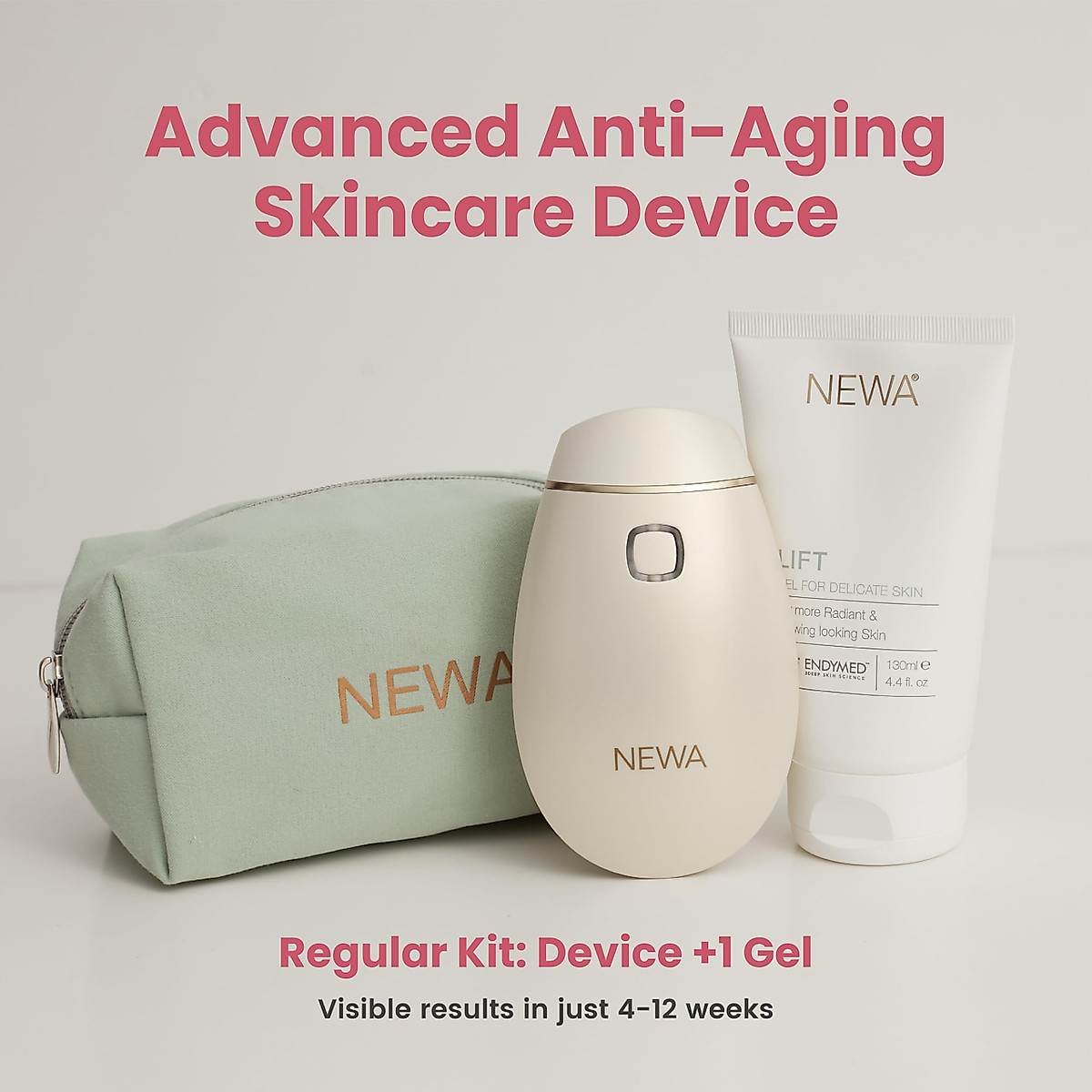NEWA RF Wrinkle Reduction Device (Plug in) - FDA Cleared Skincare Tool for Facial Tightening. Boosts Collagen, Reduces Wrinkles. with 1 Month Gel Supply.