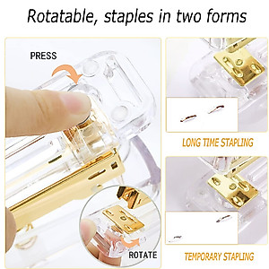 Gold Desk Accessories, Acrylic Stapler, Staple Remover, Tape Holder, Pen Holder, Ballpoint Pen, Scissor, Binder Clips, Staples, Phone Holder, Ruler, Transparent Glue and Sticky Notes