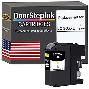 DoorStepInk Remanufactured in The USA Ink Cartridge Replacements for Brother LC203 Yellow for Printers MFC-J4320DW MFC-J4420DW MFC-J460DW MFC-J4620DW MFC-J480DW MFC-J485DW