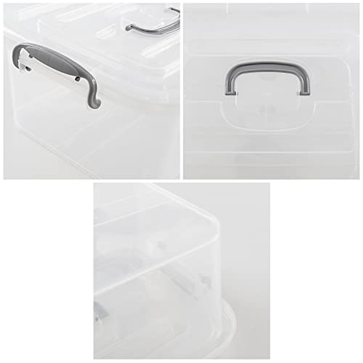 Hommp 8 L Clear Plastic Storage Box, Plastic Latching Box with Lid, 2-Pack